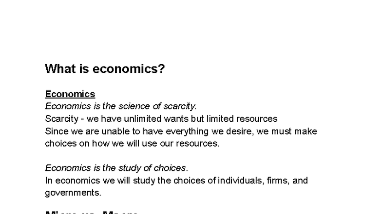 AP Micro-Economics: Understanding Scarcity, Choices, and Economic ...