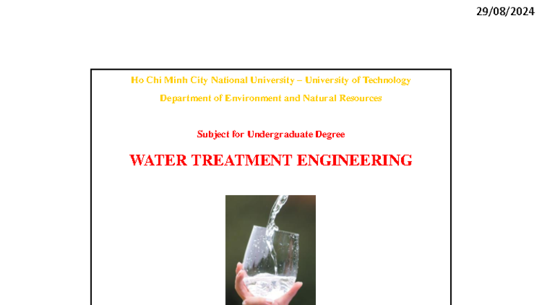 Water Treatment Engineering 2025: Comprehensive Study Guide - Studocu