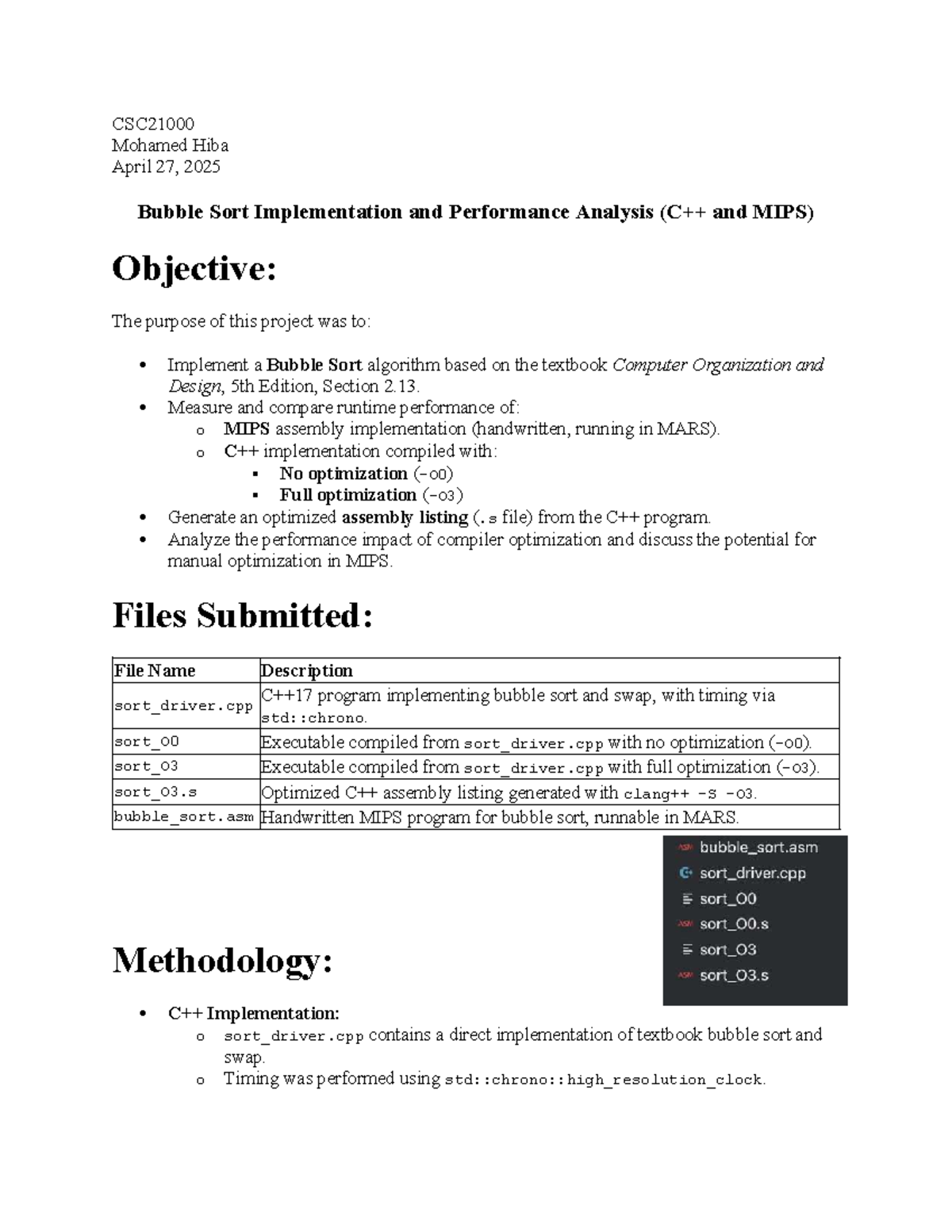 CSC21000 Bubble Sort Implementation & Performance Analysis Report - Studocu