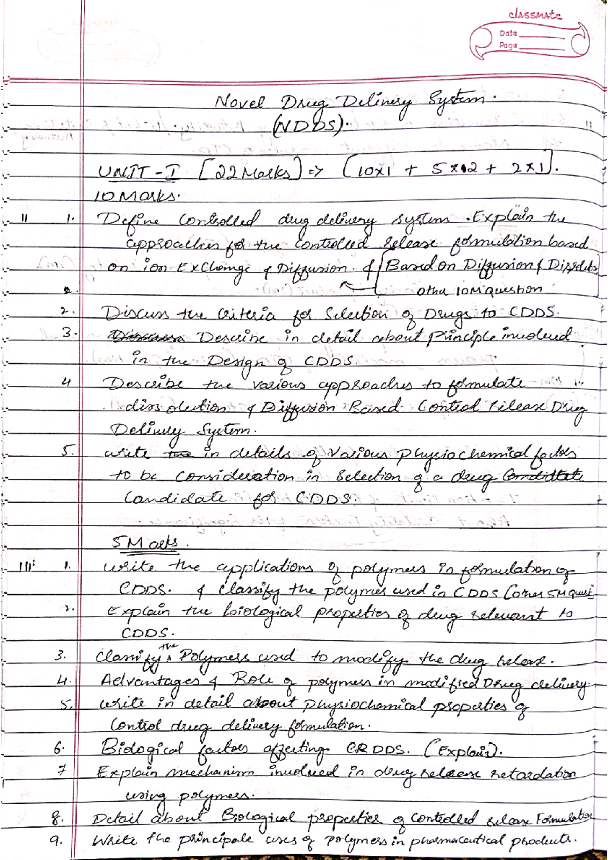 NDDS Course Notes: Controlled Drug Delivery Systems and Formulations ...