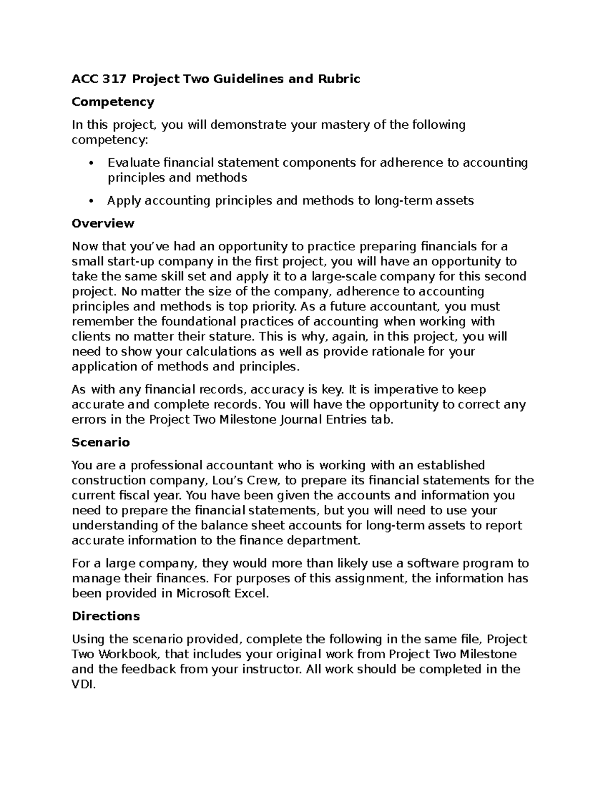 ACC 317 Project Two: Financial Statement Preparation Guidelines - Studocu