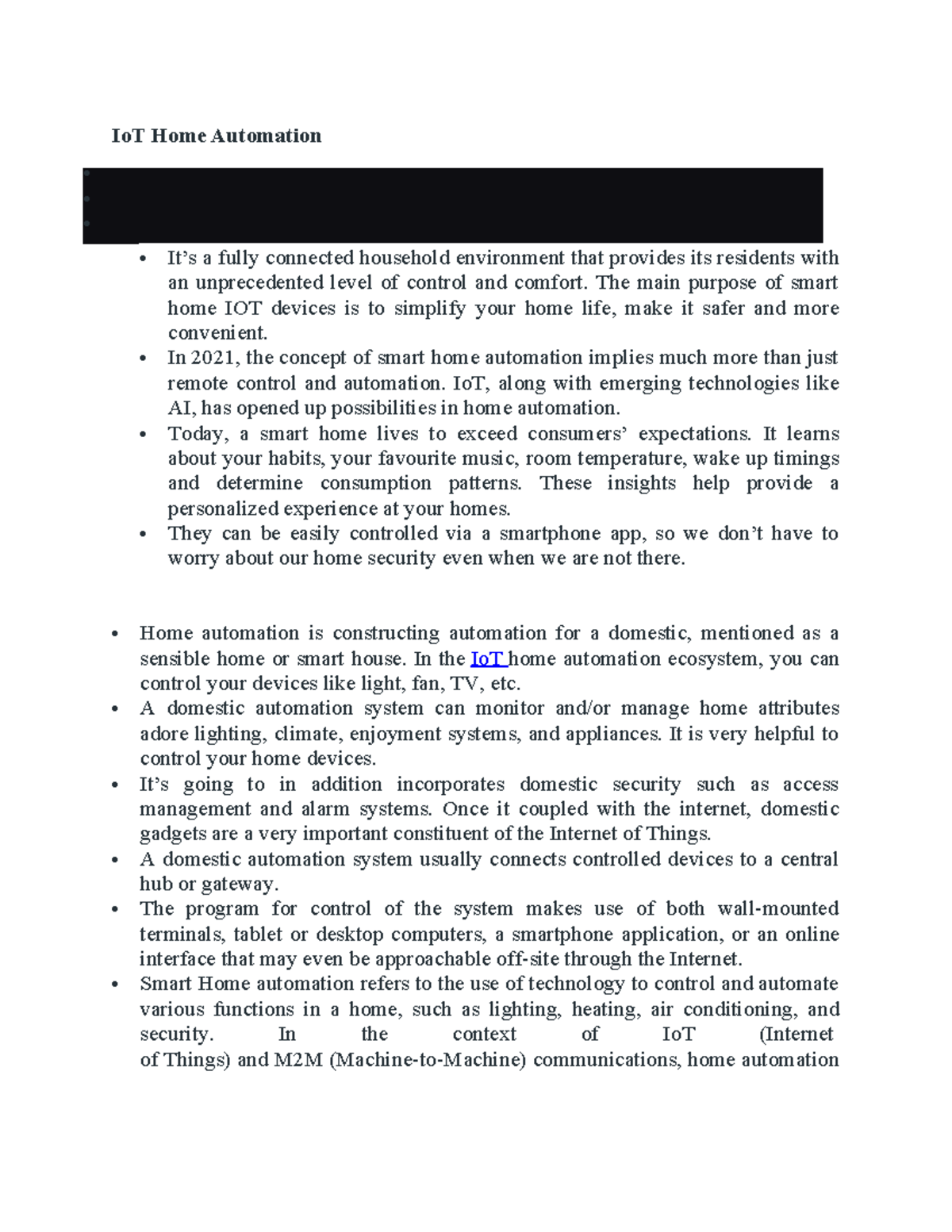 IOT Home Automation: Comprehensive Case Study on Smart Solutions - Studocu