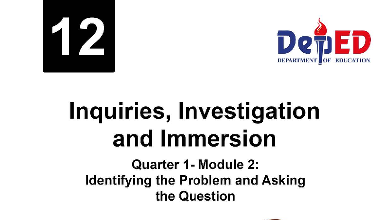 Q3 Module 2: Identifying the Problem and Asking the Question for Grade ...