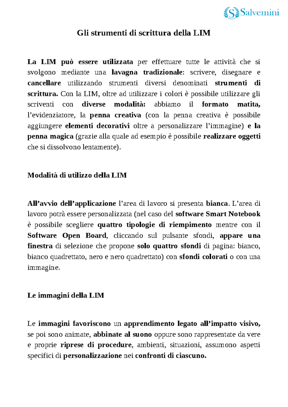 Strumenti di Scrittura e Utilizzo della LIM: Guida Pratica - Studocu