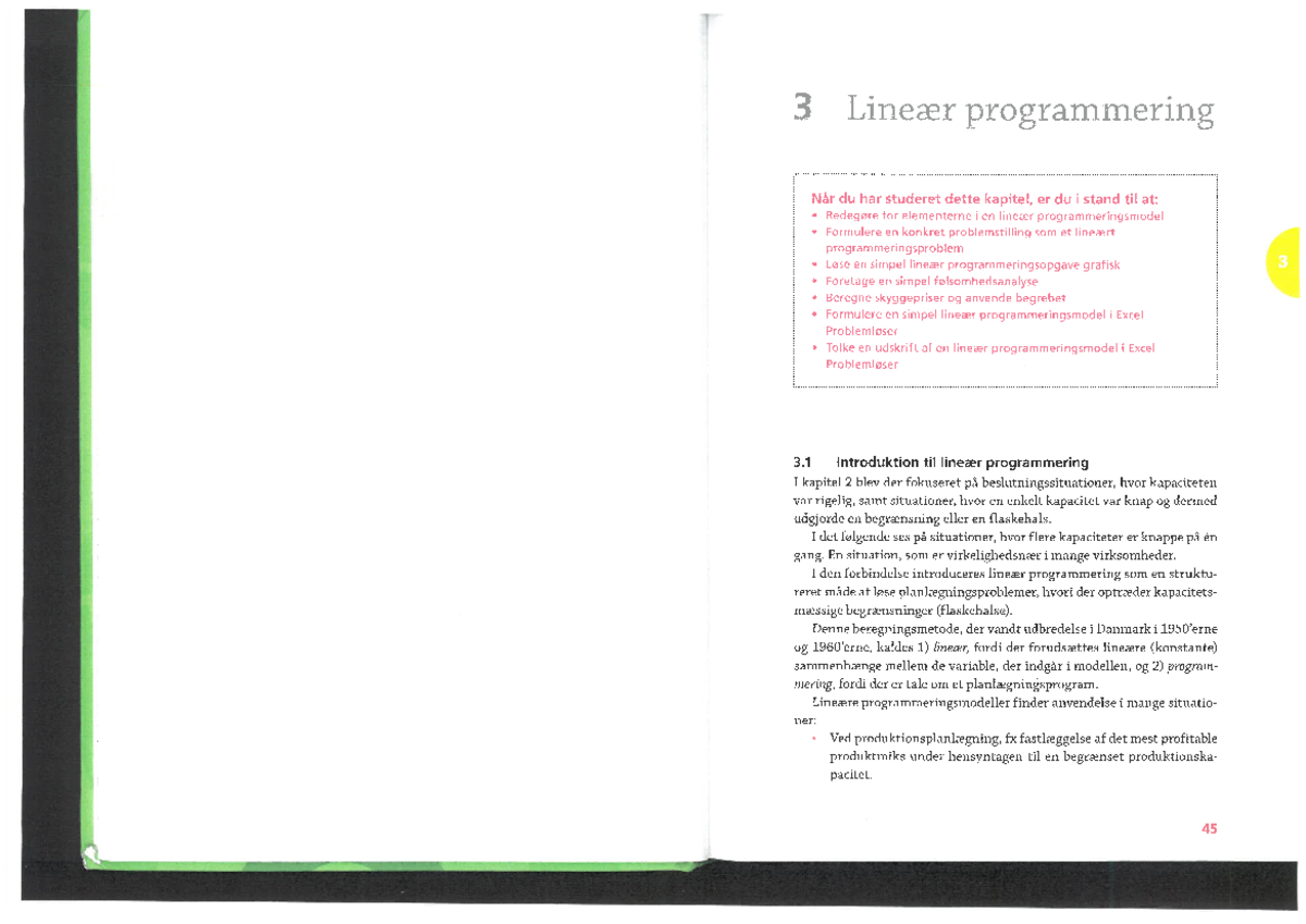 Kapitel - Linær Programmering: En Introduktion til Metoder - Studocu