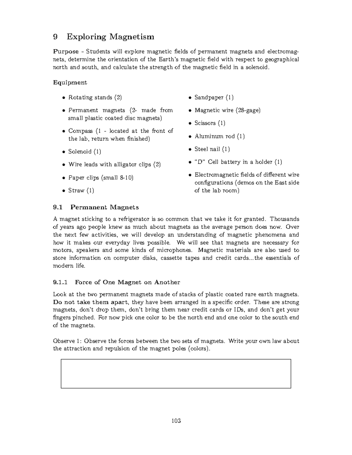 Lab 9 Exploring Magnetism CPII S25 - 9 Exploring Magnetism Purpose ...