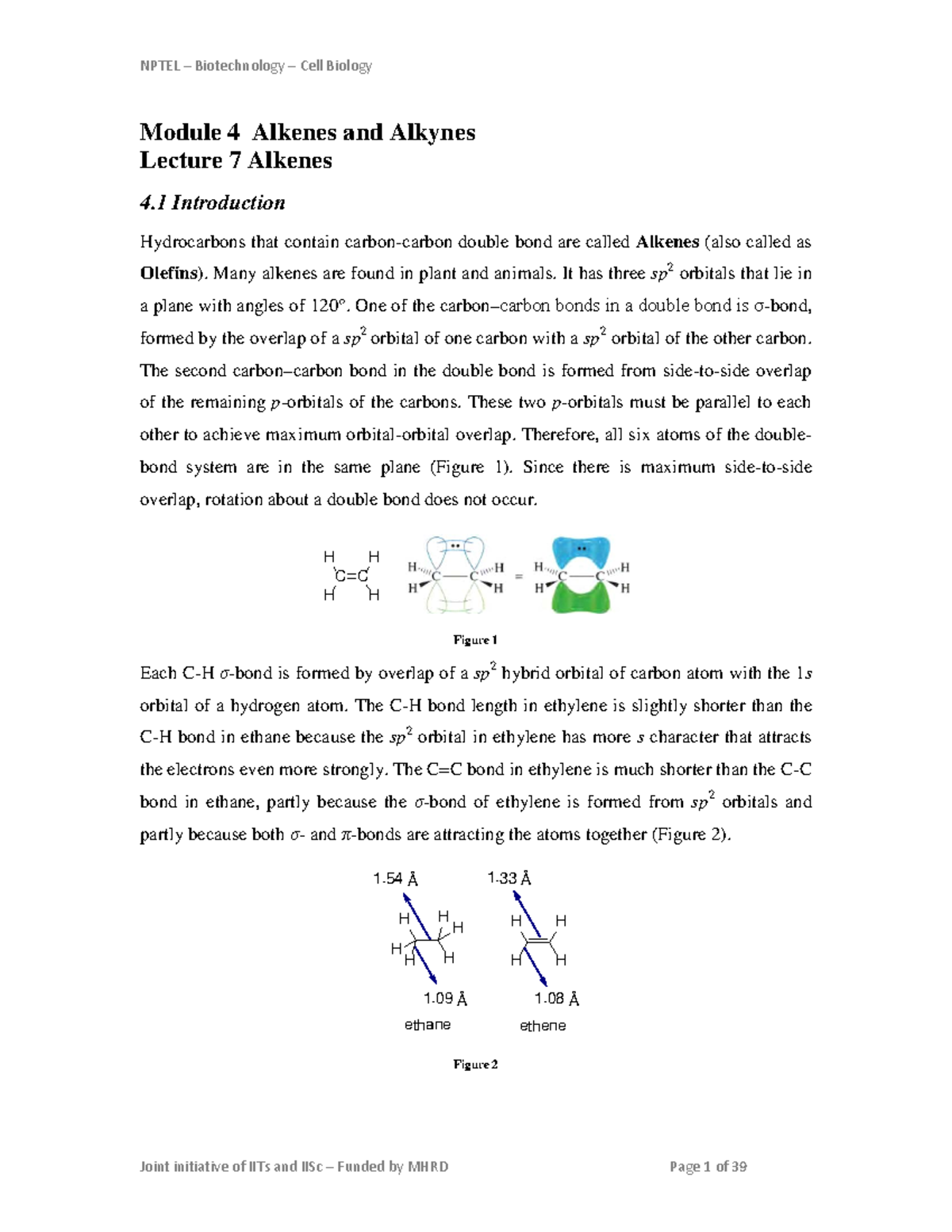 Module 4: Lecture 7 & 8 - Alkenes & Alkynes Overview - Studocu