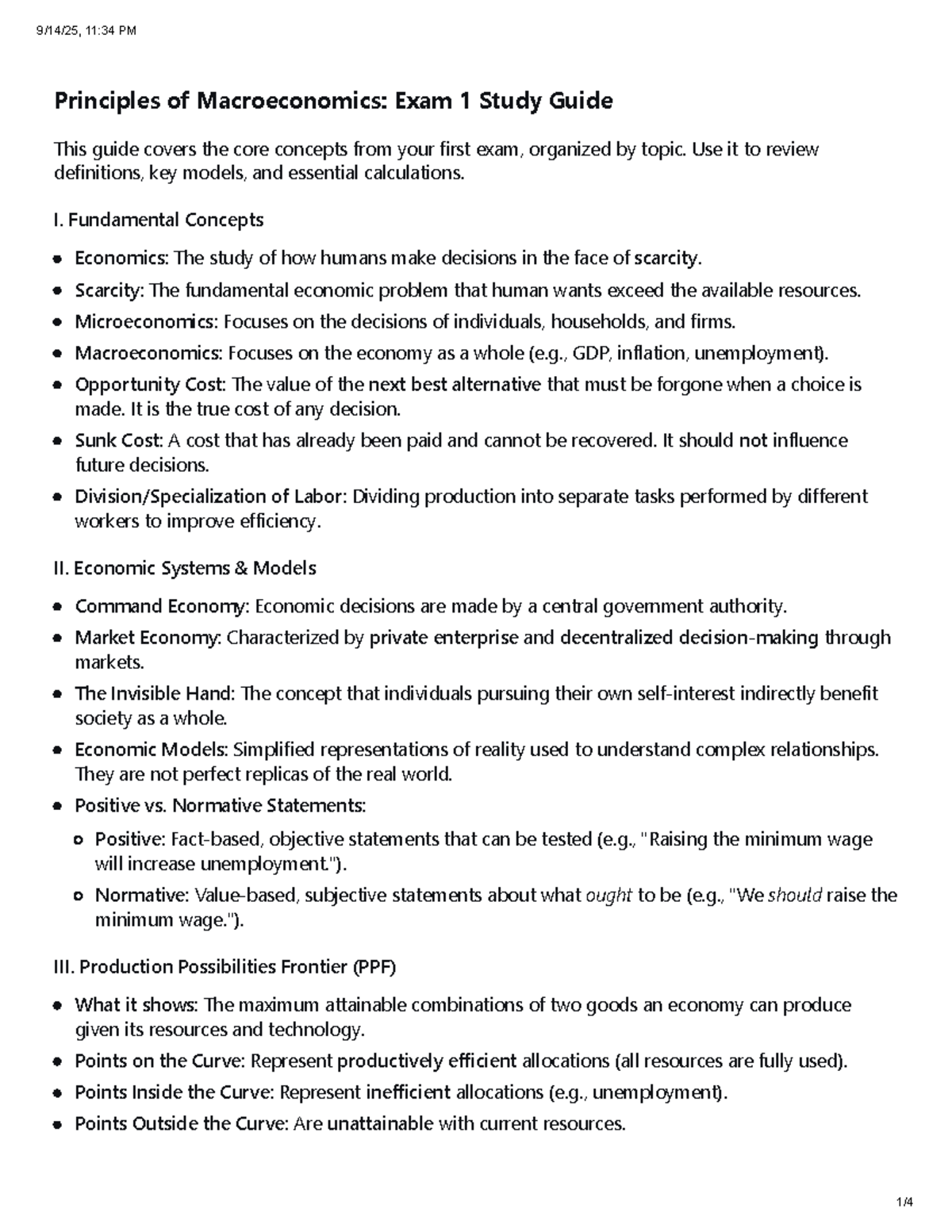 Principles of Macroeconomics (ECO101): Exam 1 Study Guide - Studocu