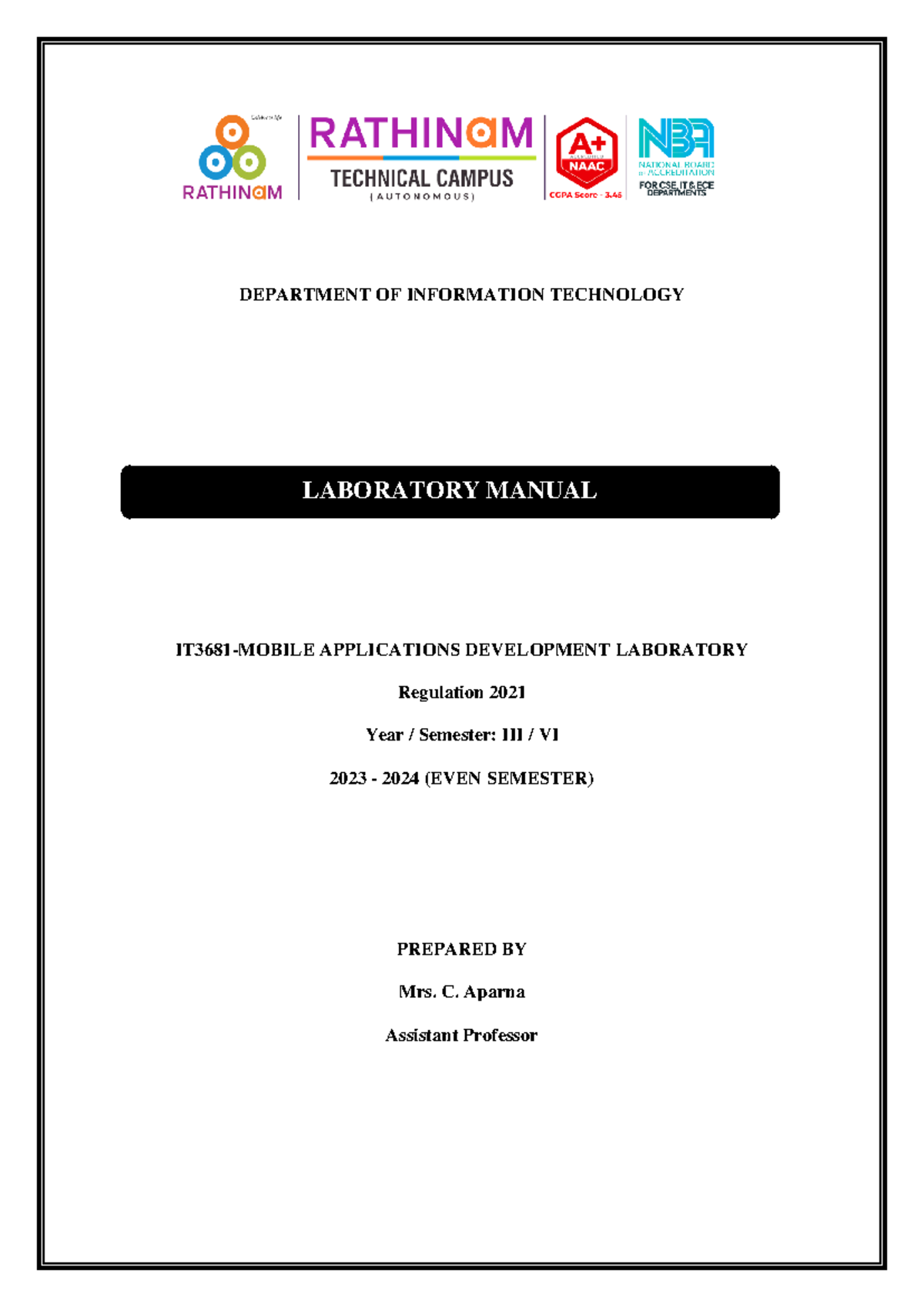 IT3681 Mobile Applications Dev Lab Manual - Flutter/Kotlin Guide - Studocu