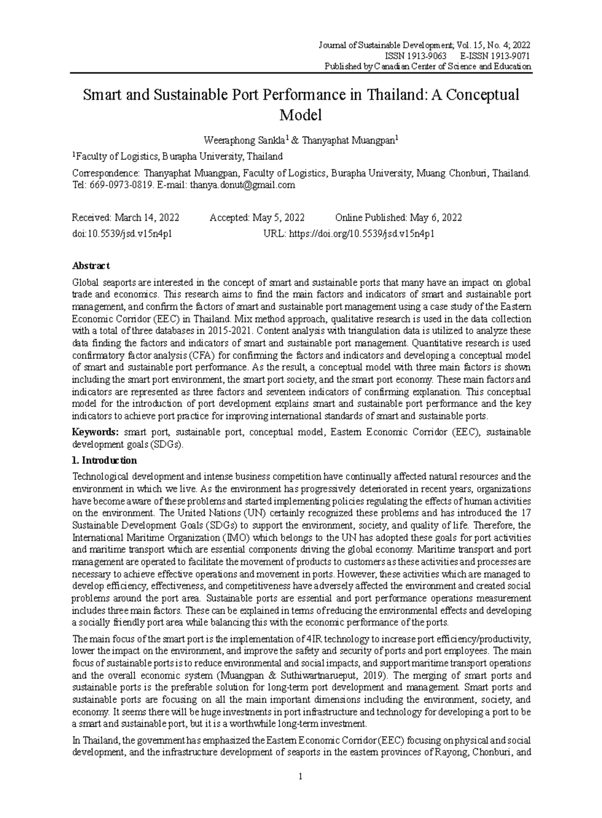 Smart and Sustainable Port Management: A Conceptual Model for EEC ...