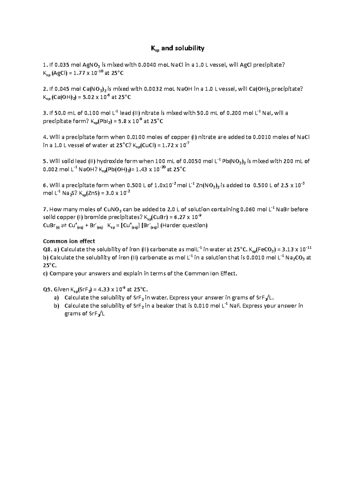 Predicting Solubility: Ksp Calculations and Precipitation Analysis ...