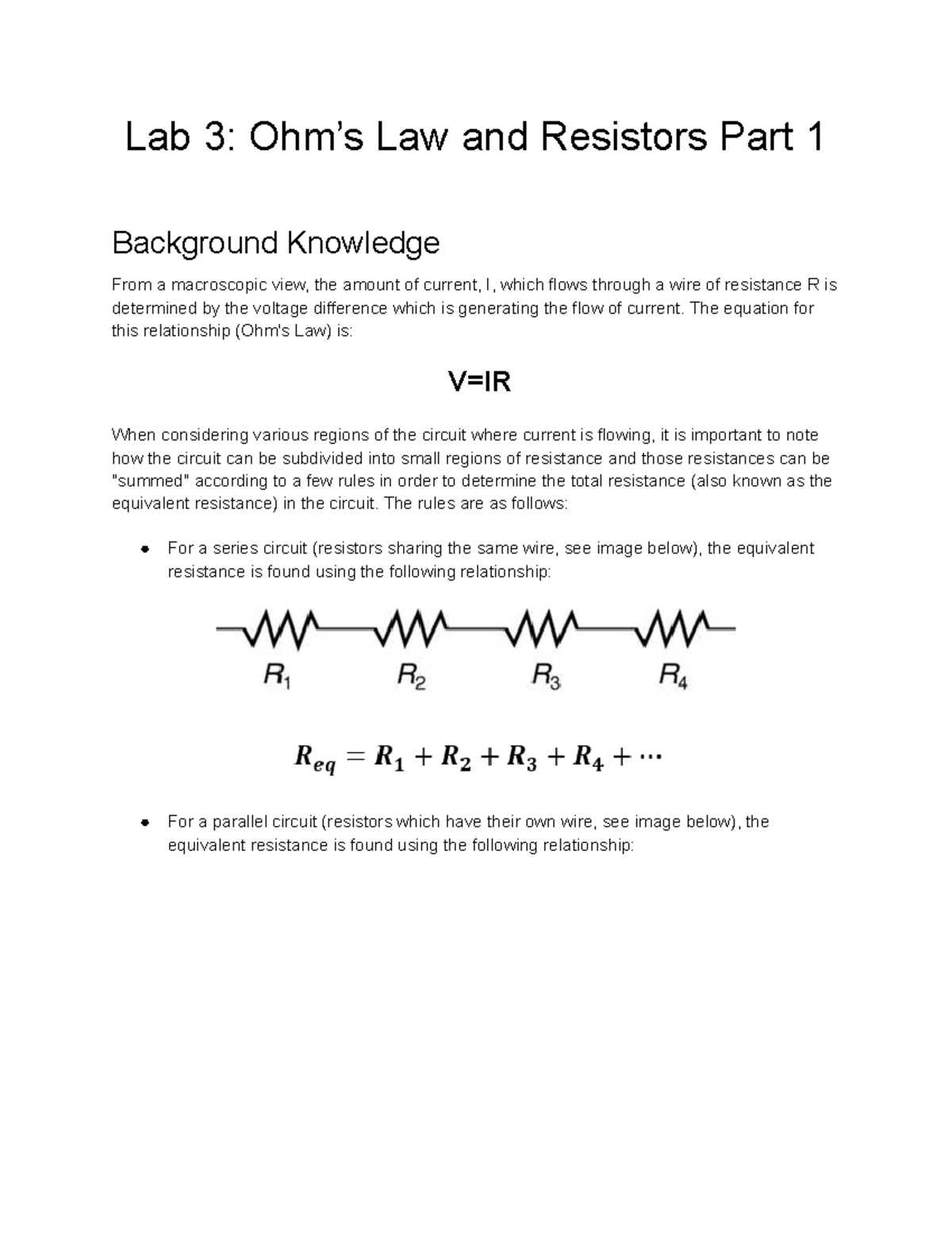 Lab 3: DC Circuits, Resistors, and Current Flow Analysis - Studocu