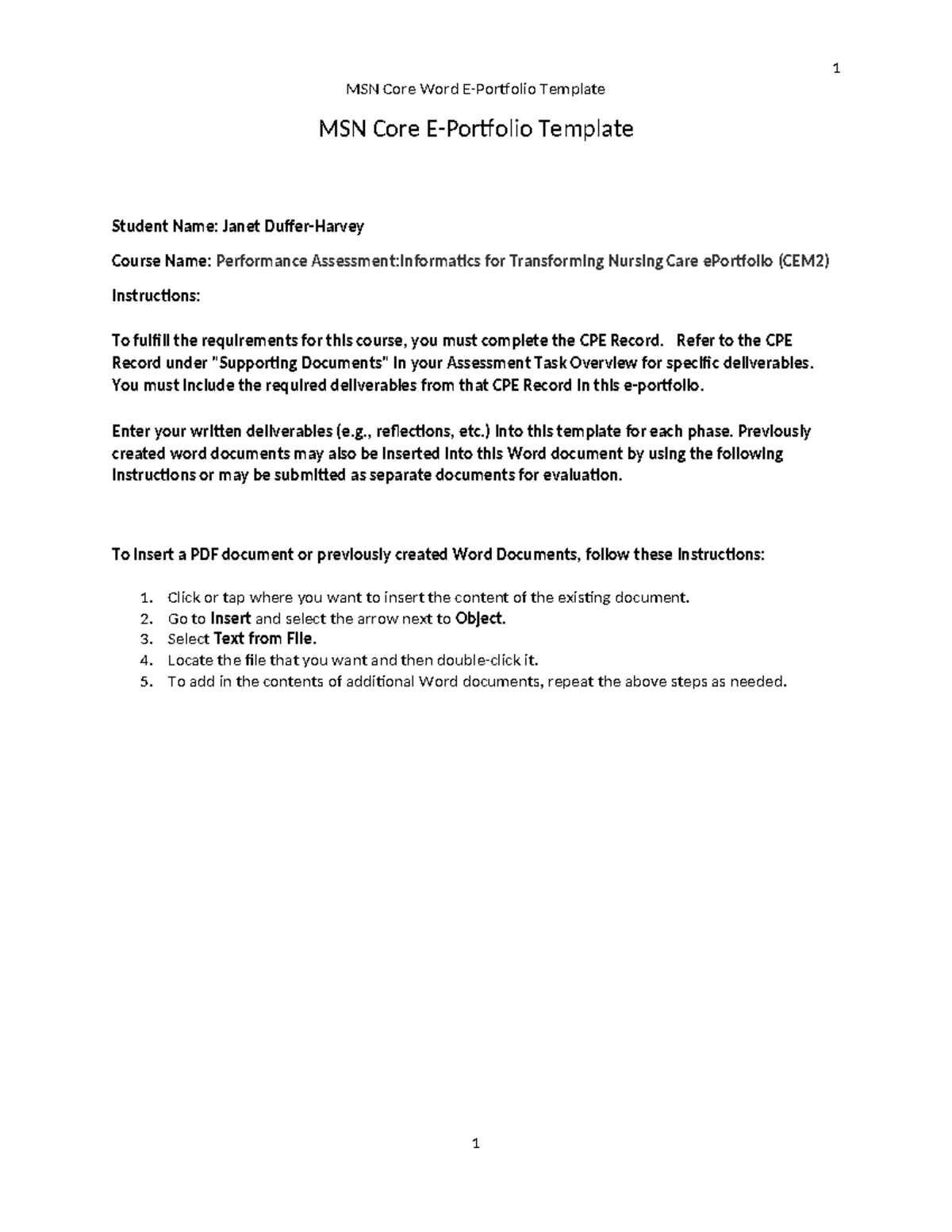 MSN Core E-Portfolio for CEM2: Informatics Transforming Nursing Care ...