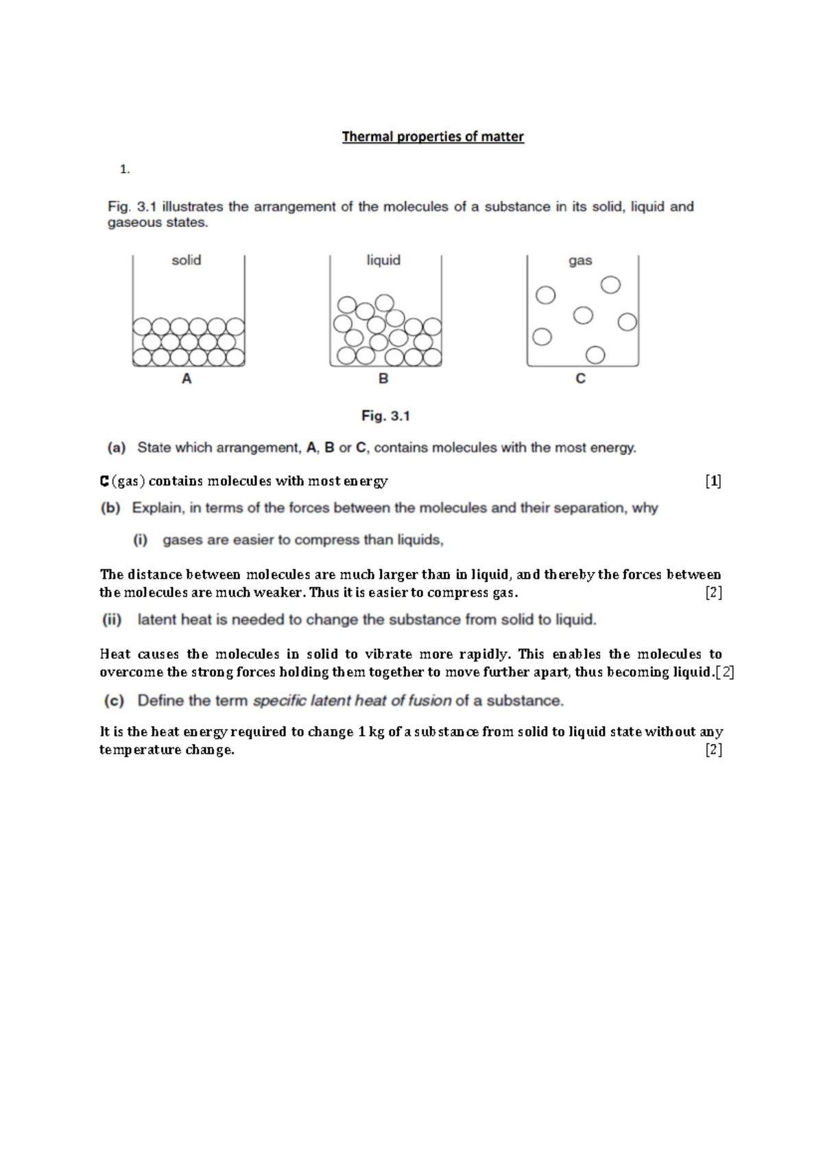 Thermal Physics Assignment: Understanding States of Matter and Energy ...
