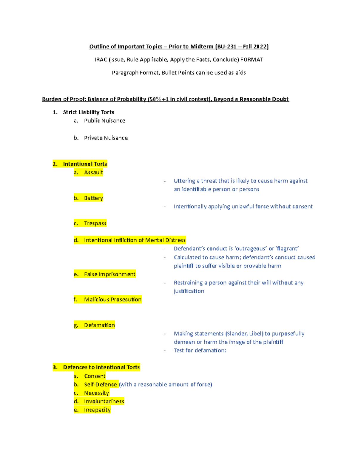 Midterm Outline - notes - Outline of Important Topics – Prior to ...