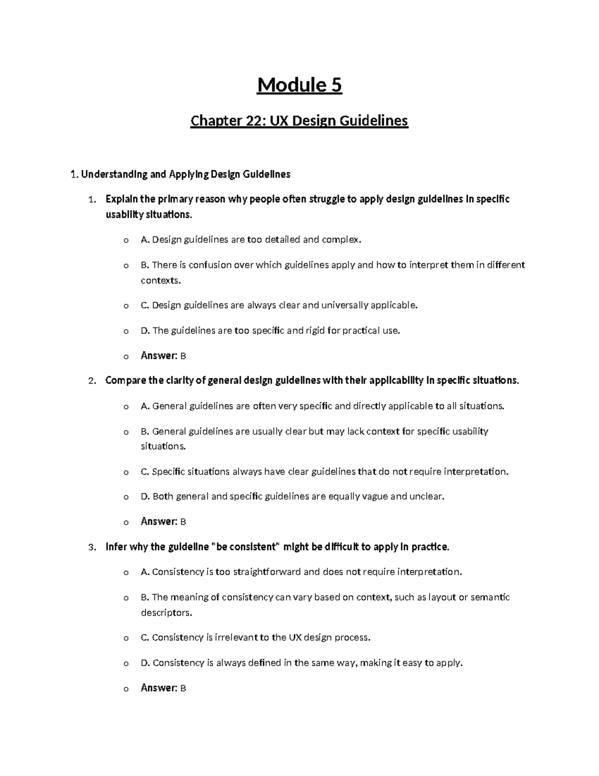 Module 5: UI/UX Design Guidelines MCQ Insights and Applications - Studocu