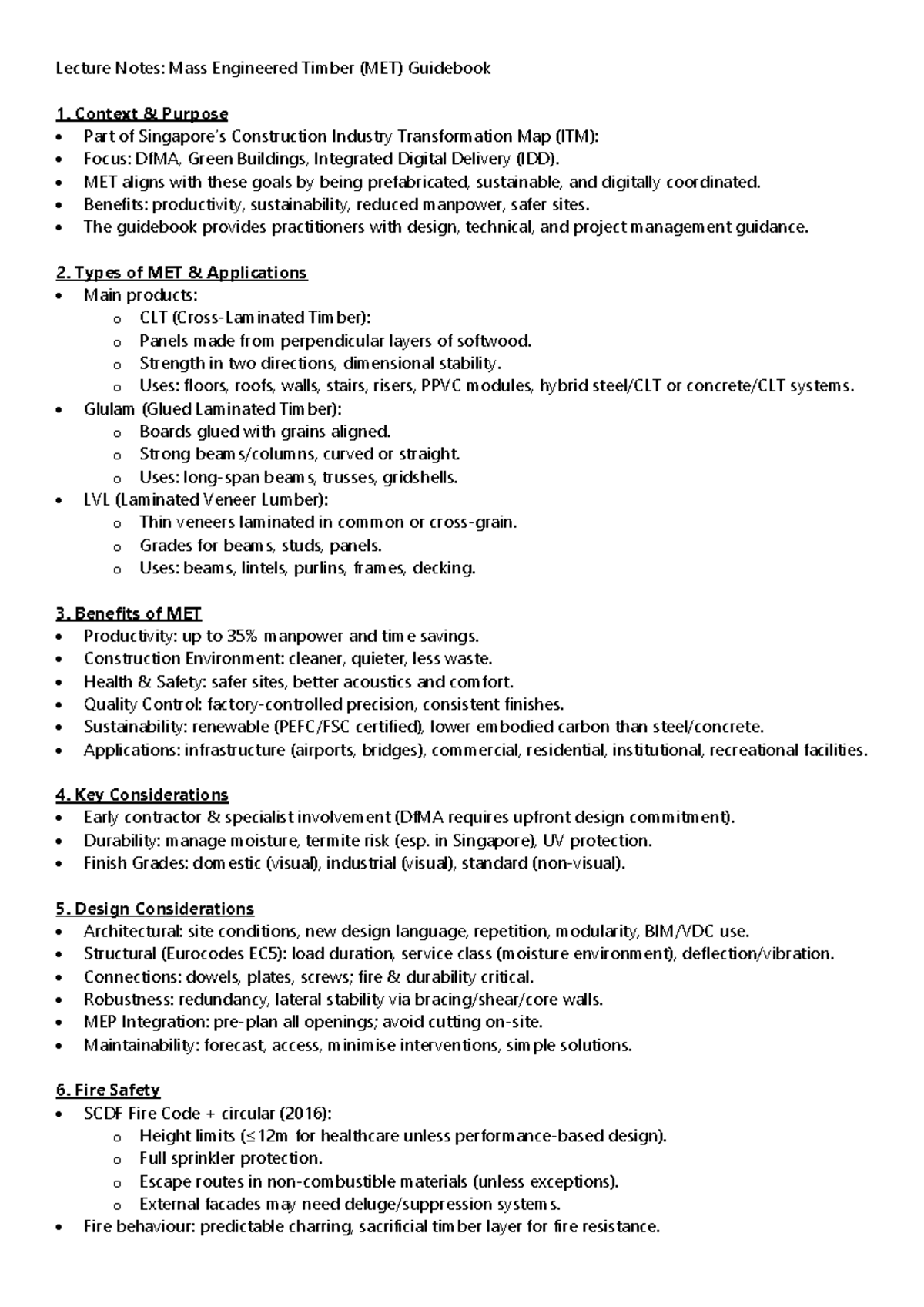 Lecture Notes: DfMA MET Guidebook Overview and Applications - Studocu