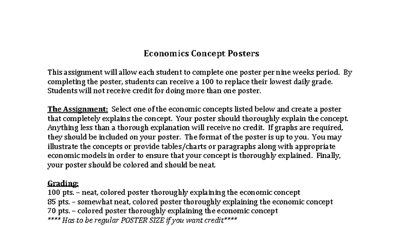ECO 101: Economics Concept Poster Assignment Overview - Studocu