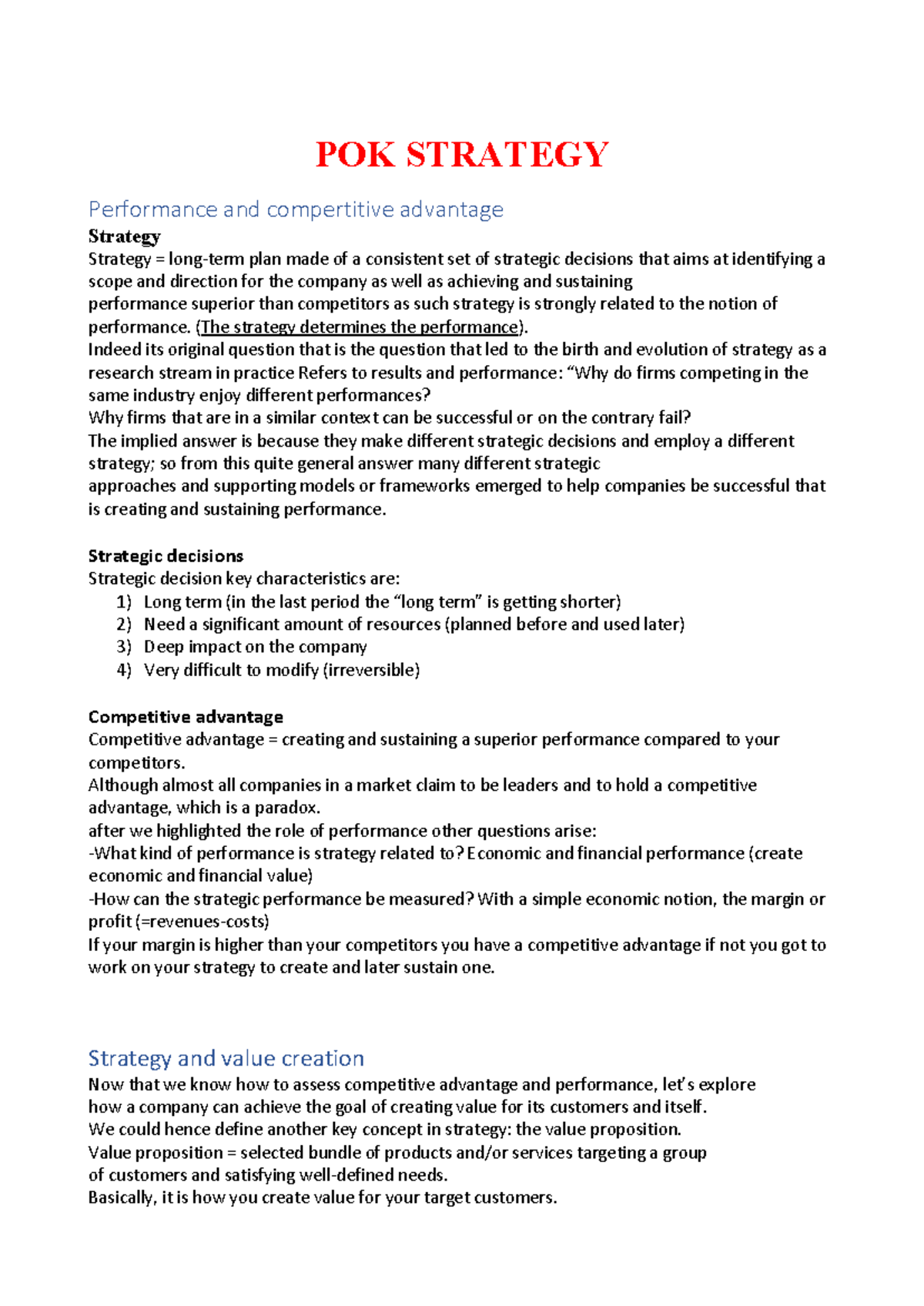 POK STRATEGY: Competitive Advantage and Performance Analysis - Studocu