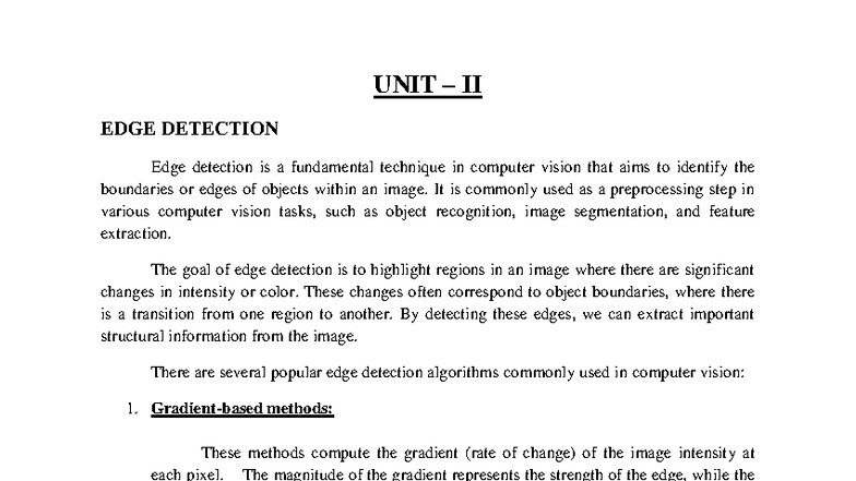 CV UNIT - II Notes(R21 - AIML) - UNIT – II EDGE DETECTION Edge ...