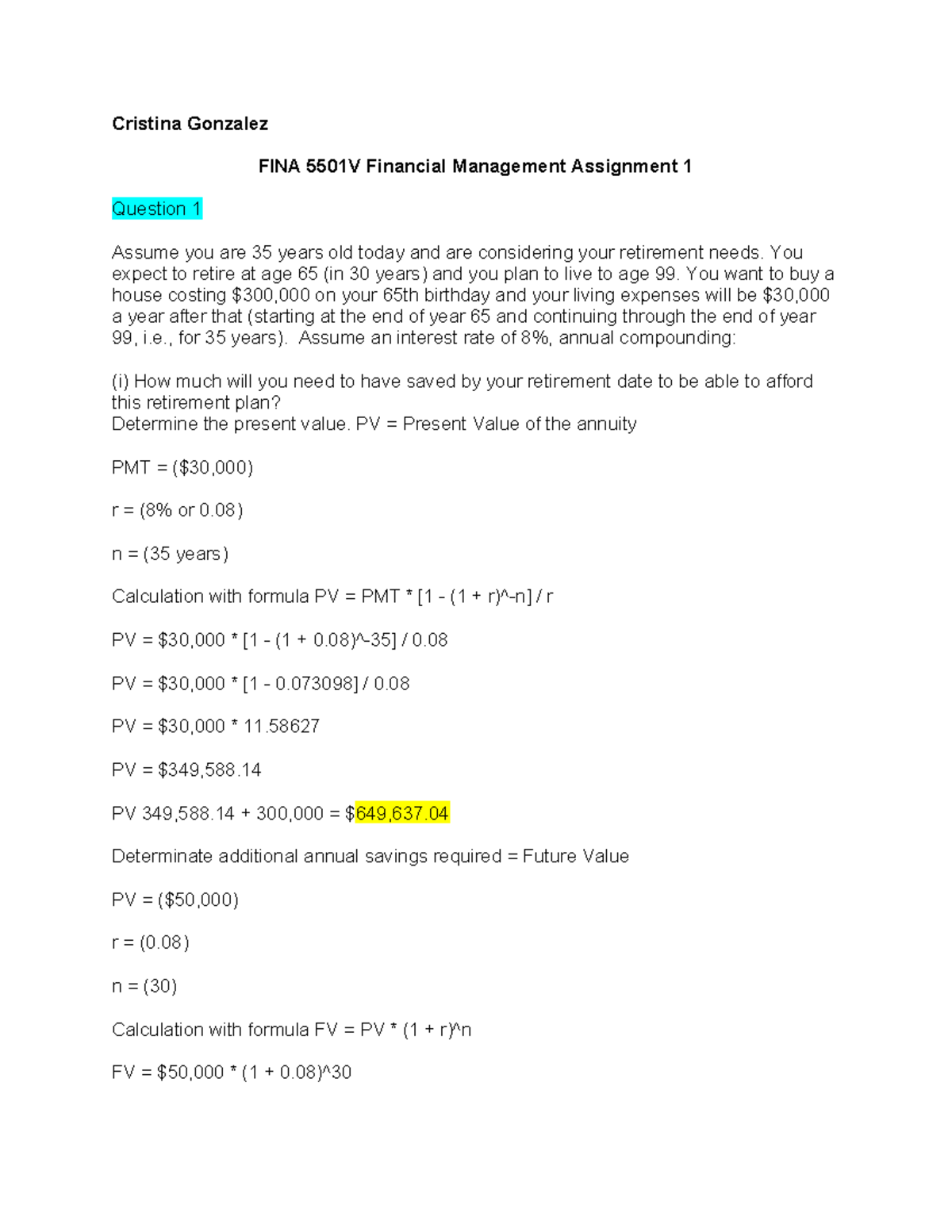 Module 3: Individual Assignment - Cristina Gonzalez FINA 5501V ...