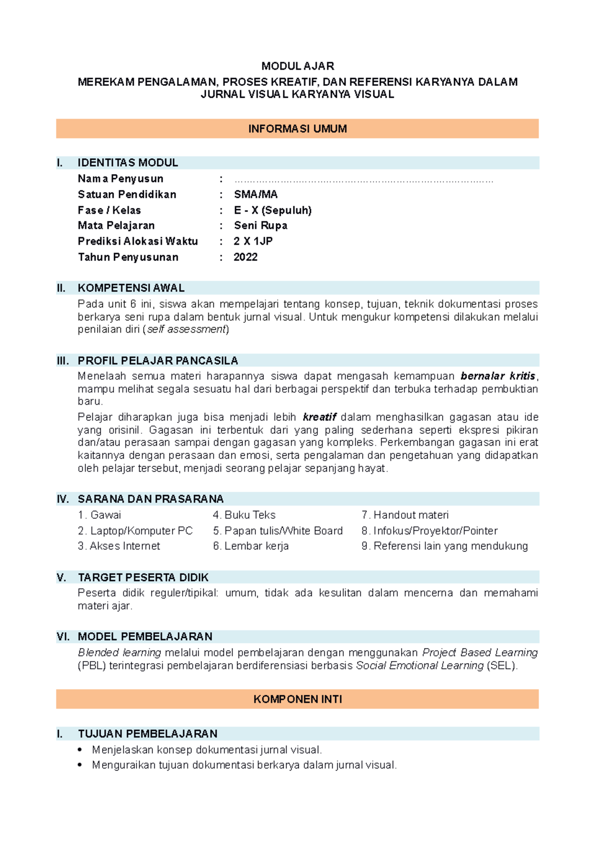 Seni Rupa Unit 6: Jurnal Visual untuk Merekam Pengalaman Kreatif - Studocu