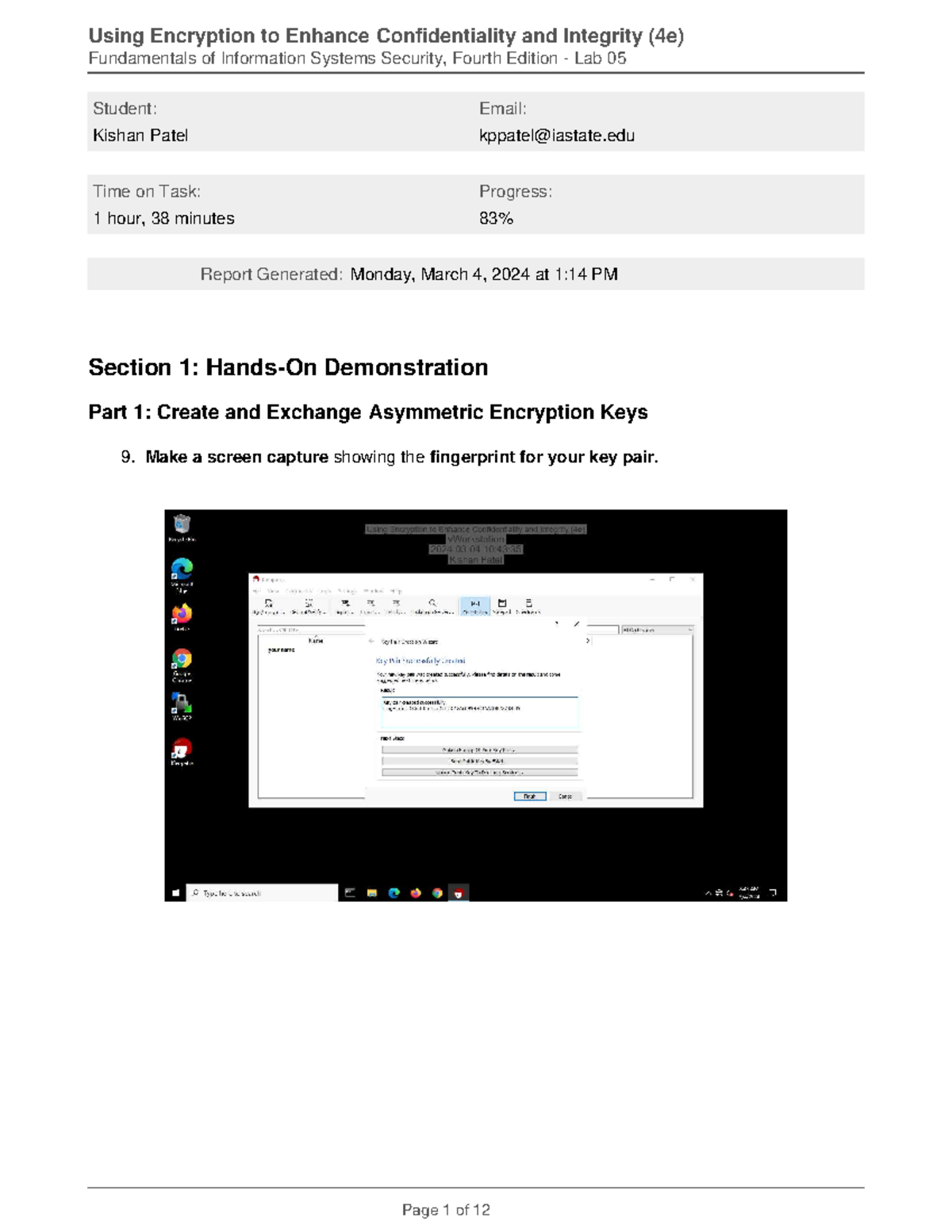 Using Encryption to Enhance Conf. & Integrity: Demonstration 4e - K. Patel - Studocu