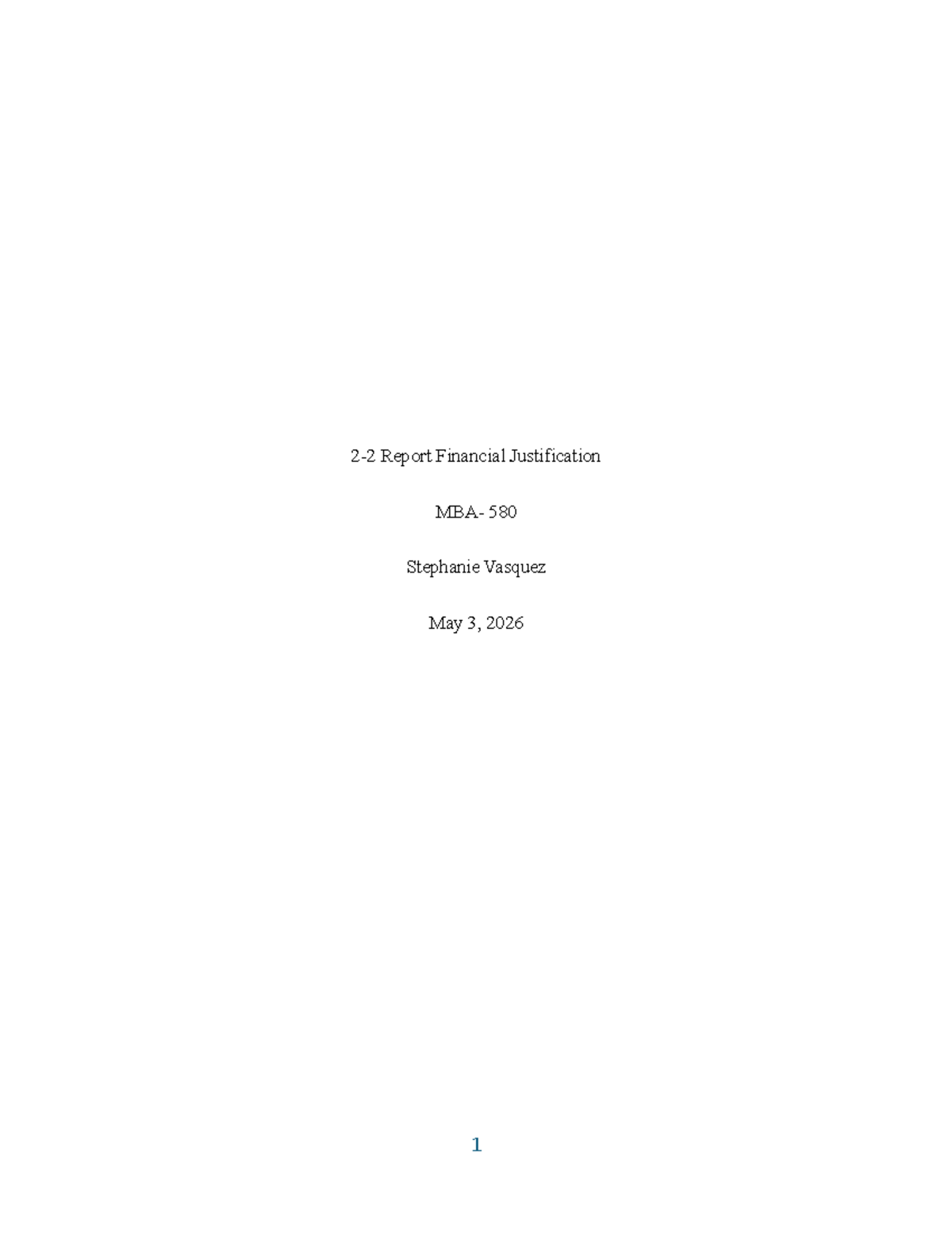 Financial Justification Report for Options A & B - 580 - Studocu