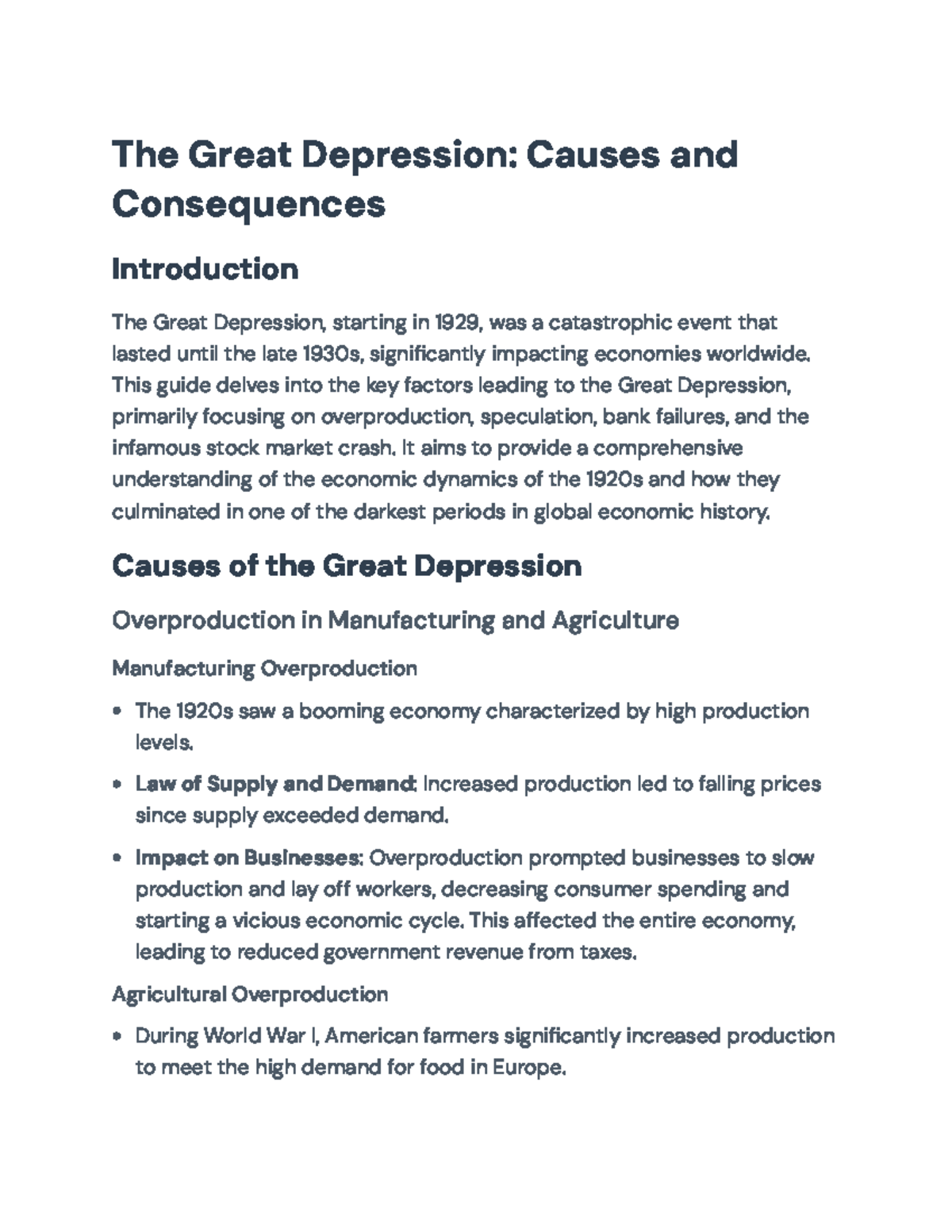 The Great Depression: Causes, Consequences, and Economic Lessons - The ...