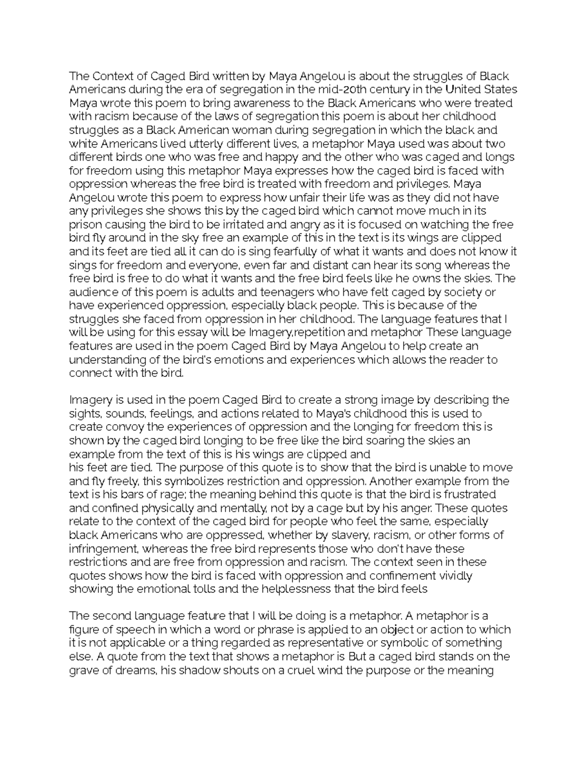 Caged Bird: Analyzing Maya Angelou's Poem on Oppression and Freedom ...