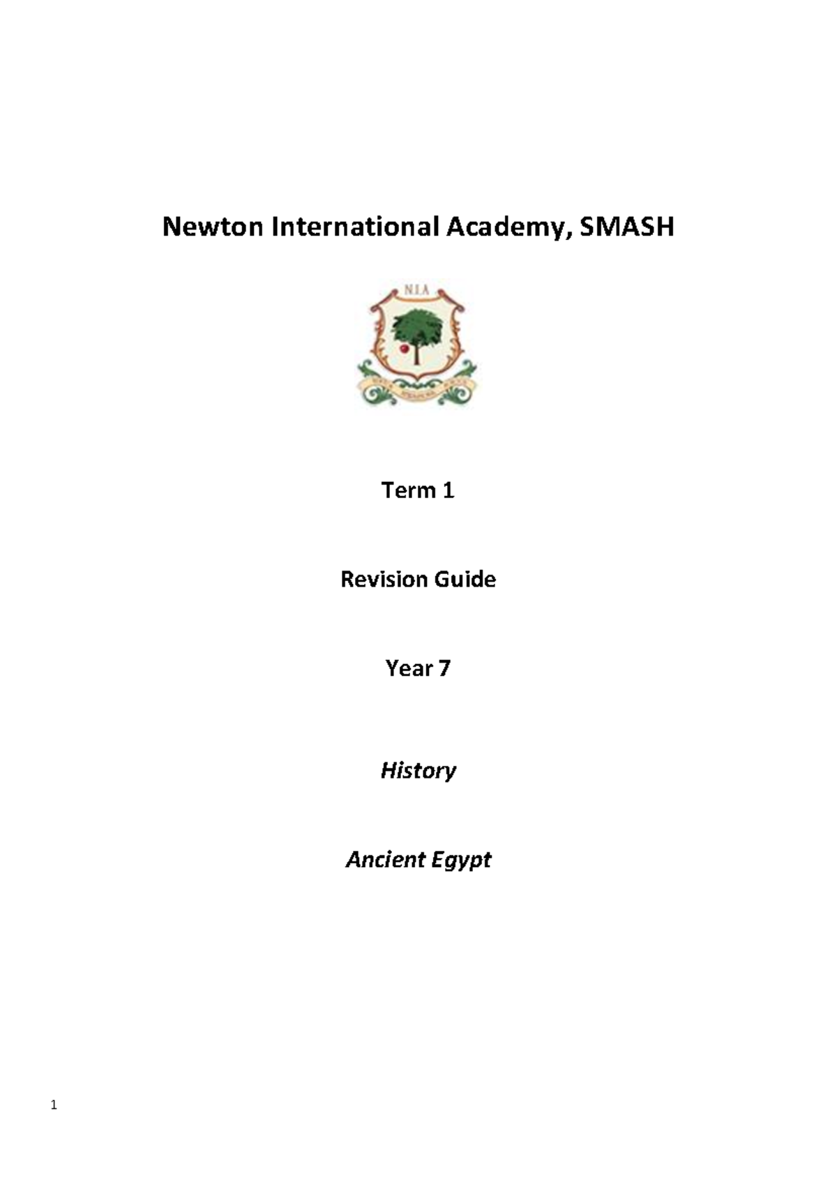 Y7 History Term 1 Revision Guide: Ancient Egypt Overview - Studocu
