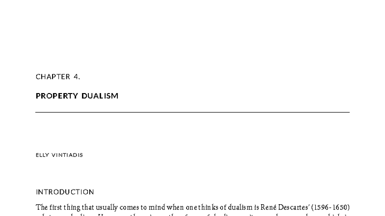 PHL 401 Chapter 4: Understanding Property Dualism - Studocu