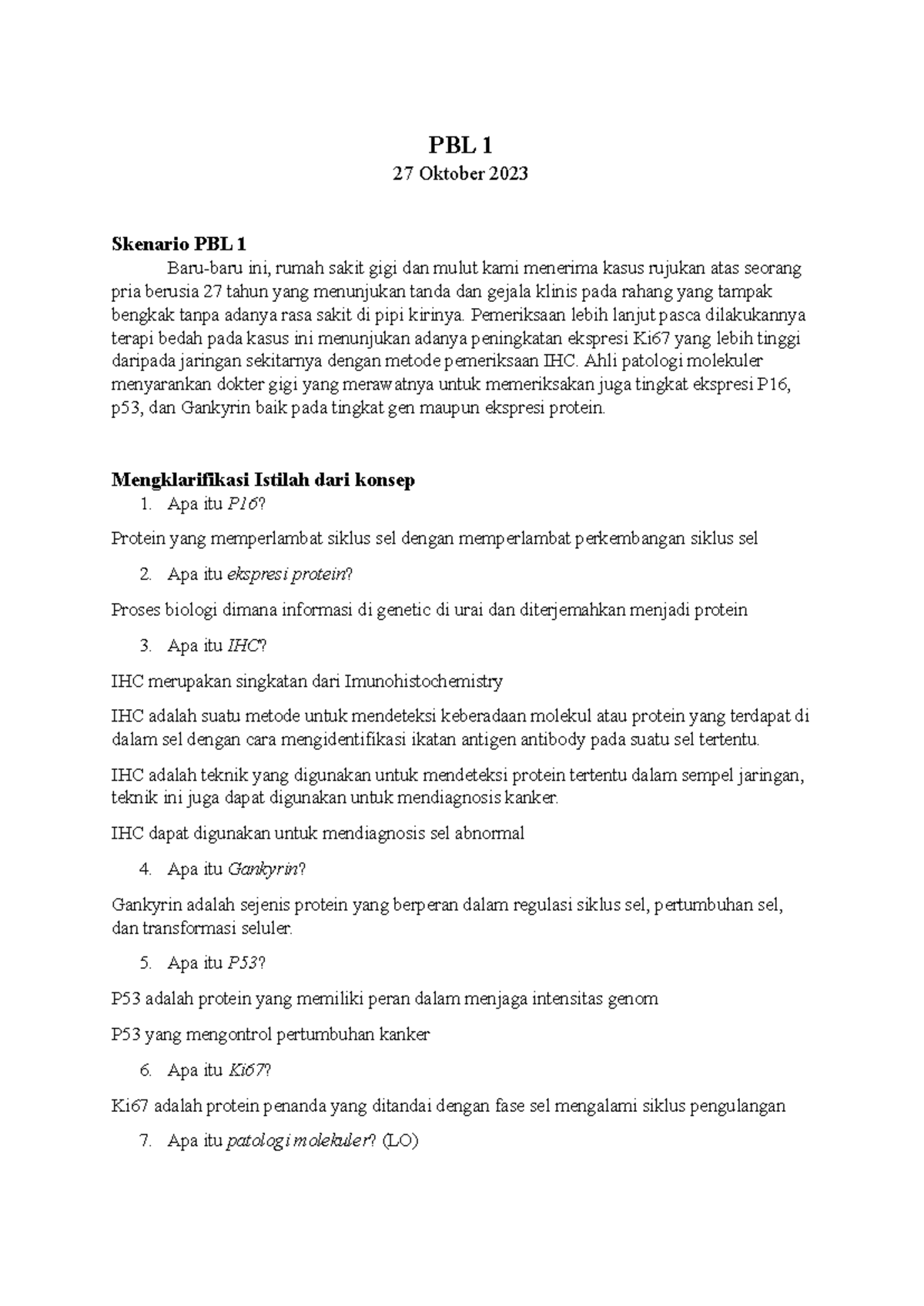PBL 1 Blok 2: Analisis Kasus Rahang Bengkak pada Pasien 27 Tahun - Studocu