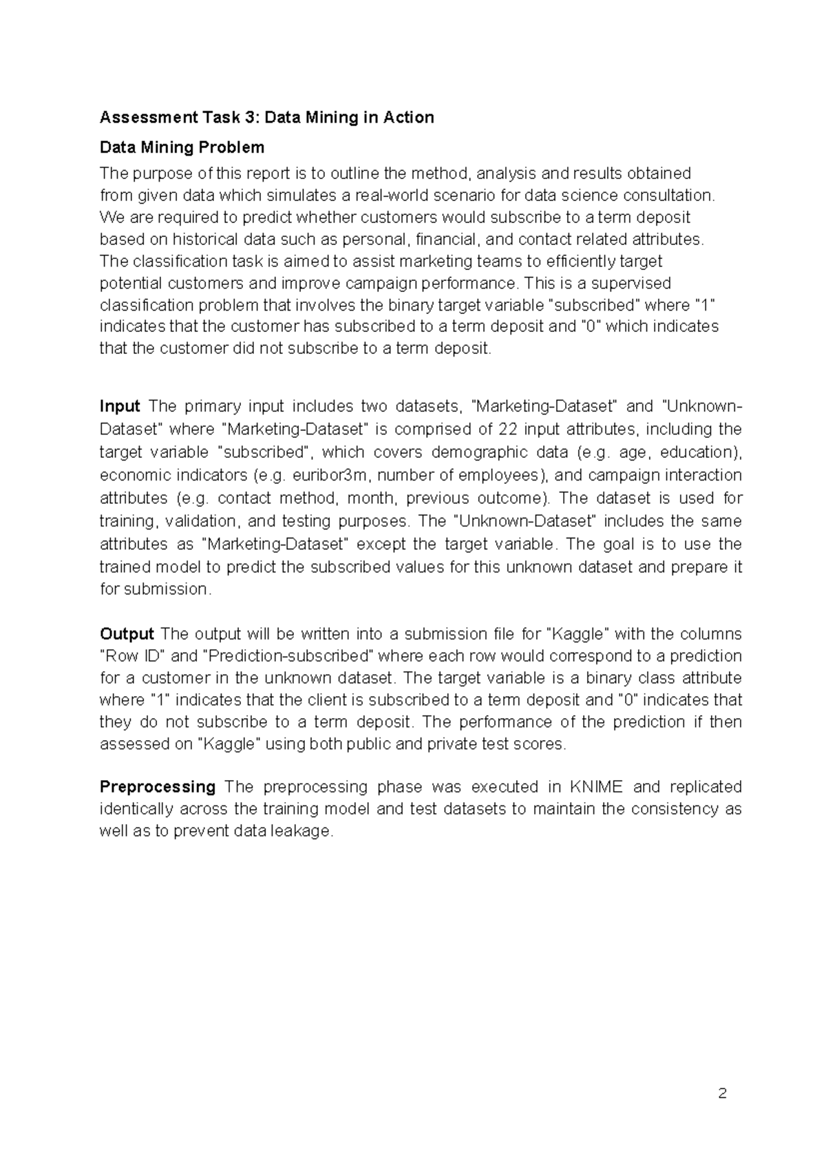 Data Mining in Action: A3 Classification Task Analysis - Studocu