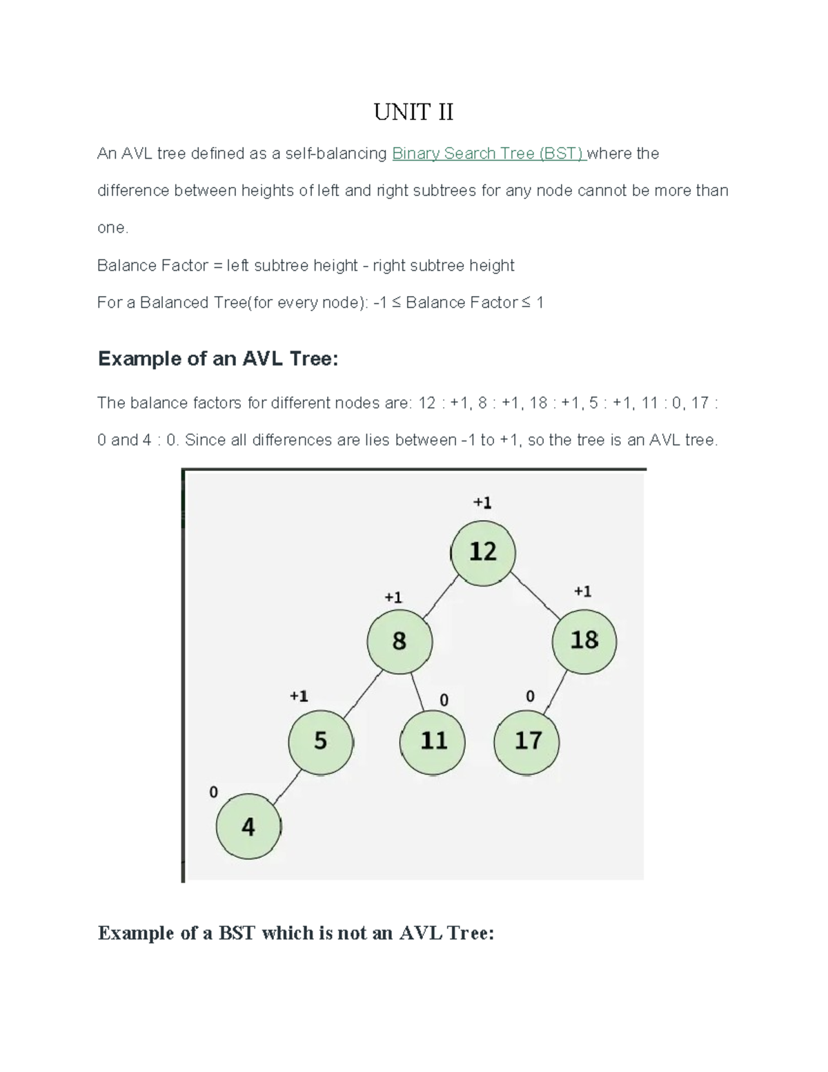 UNIT II DSA - AVL and Red-Black Trees Overview - Studocu