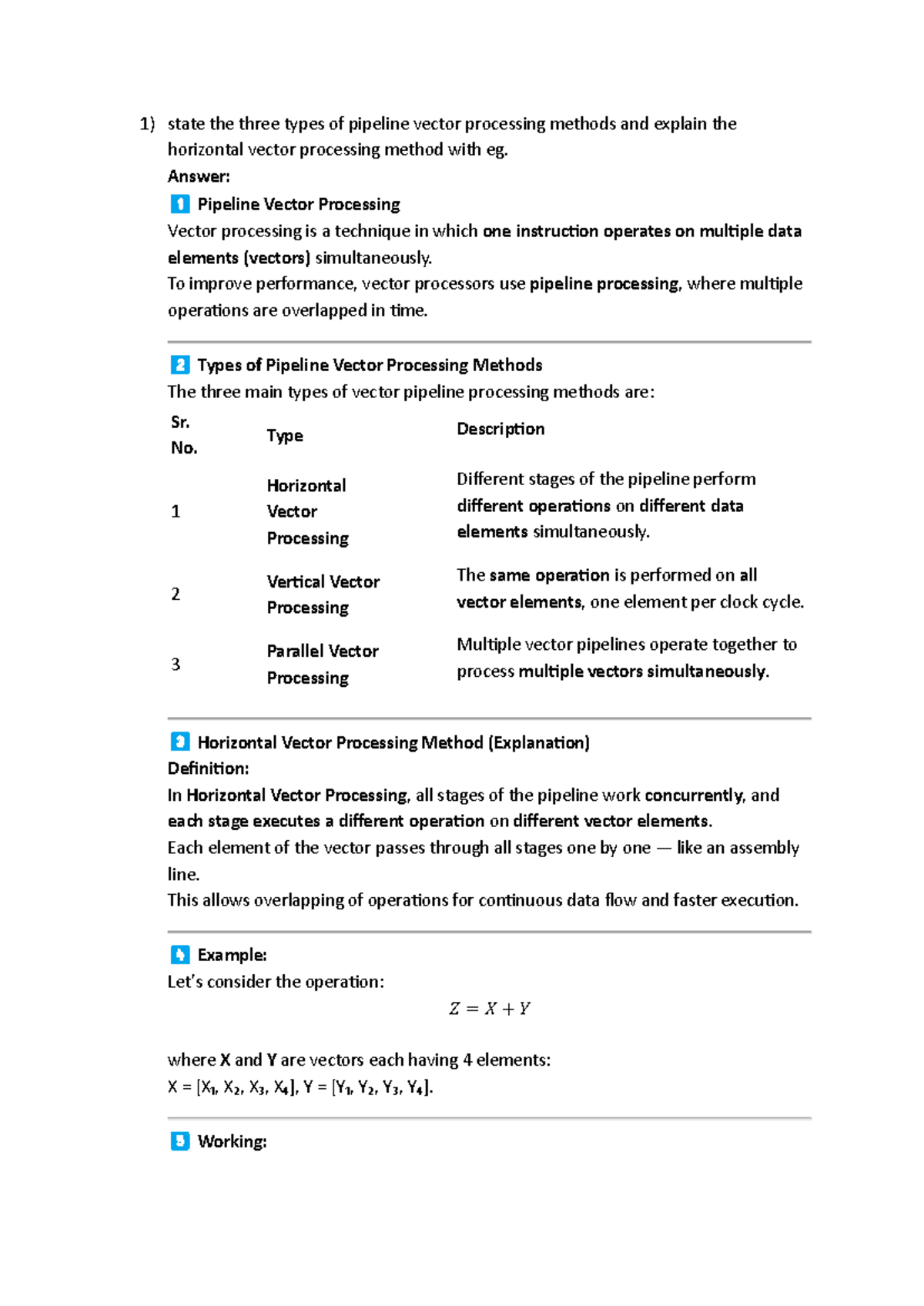 Pipeline Vector Processing Methods: Horizontal Vector Processing Explained - Studocu