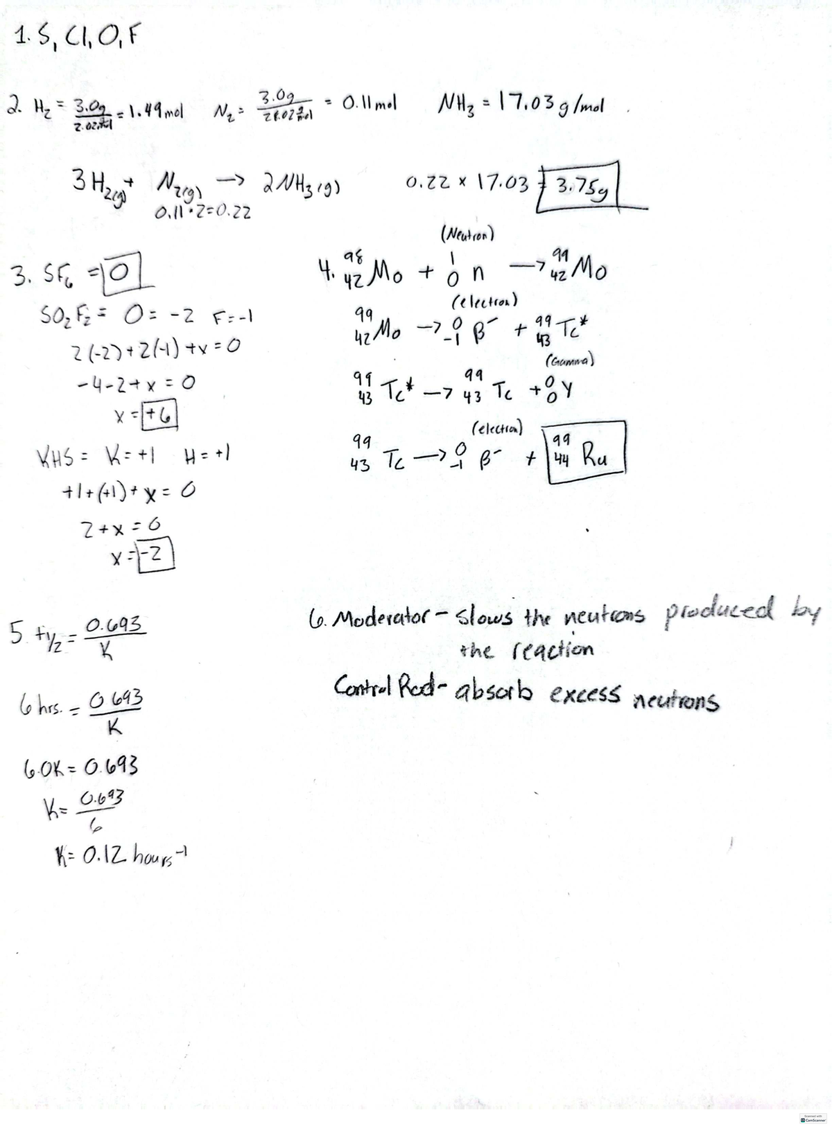 Chapter 18 & 21 Homework: Nuclear Reactions & Neutron Moderation - Studocu