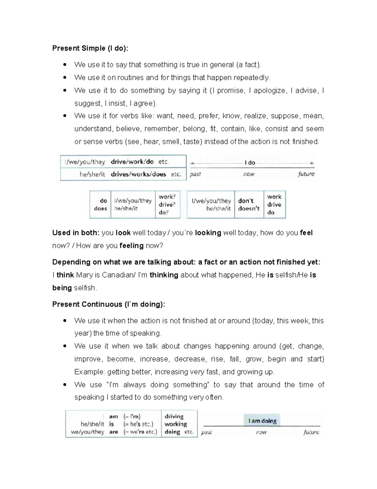 Grammar Notes: Present Simple & Present Continuous (ENG 101) - Studocu