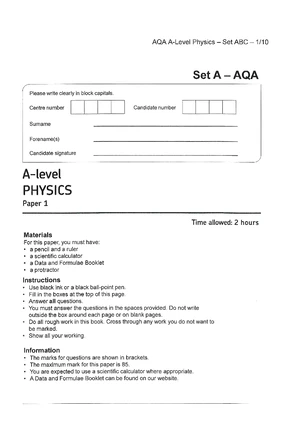 AQA 7408 1 Final MS Jun24 v1 - A-level PHYSICS 7408/ Paper 1 Mark scheme June 2024 Version: 1 ...