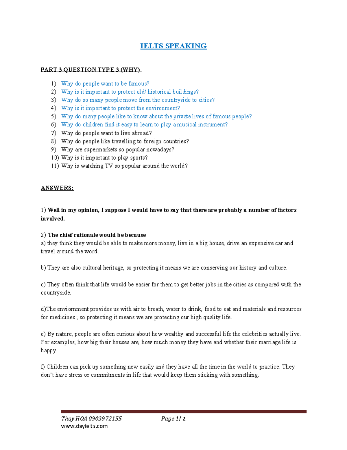 3) Reason - verry very good - IELTS SPEAKING PART 3 QUESTION TYPE 3 ...