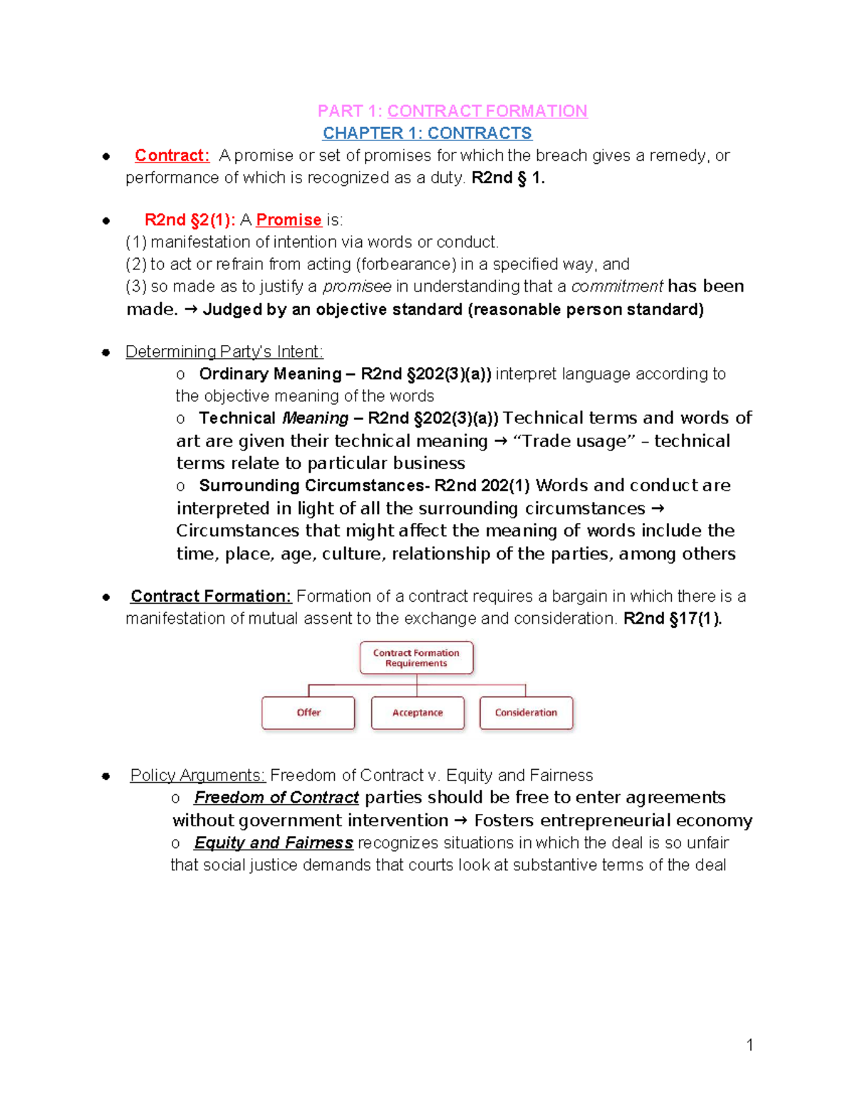 CONTRACT FORMATION & CONSIDERATION: CHAPTERS 1-4 (LAW 101) - Studocu
