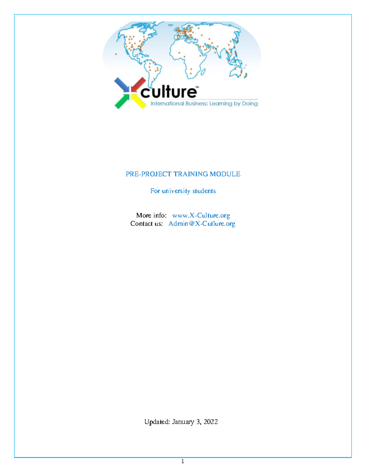 X-Culture Training Module: Overview for 2022-1 Participants - Studocu