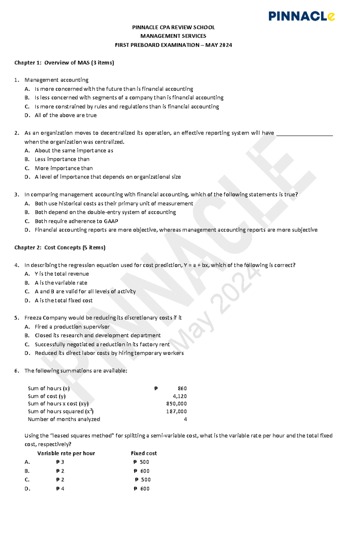 MS 1st Preboard Exam Study Guide (May 2024 Lecpa) - Studocu