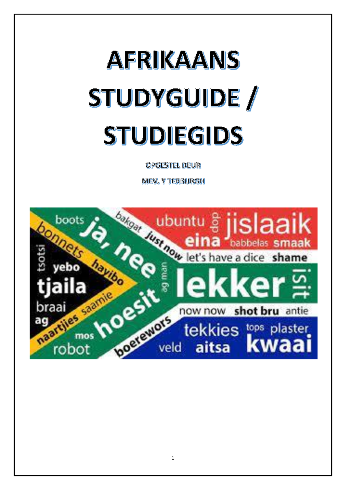 Afrikaans Study Guide: Key Language Concepts and Comprehension Skills ...