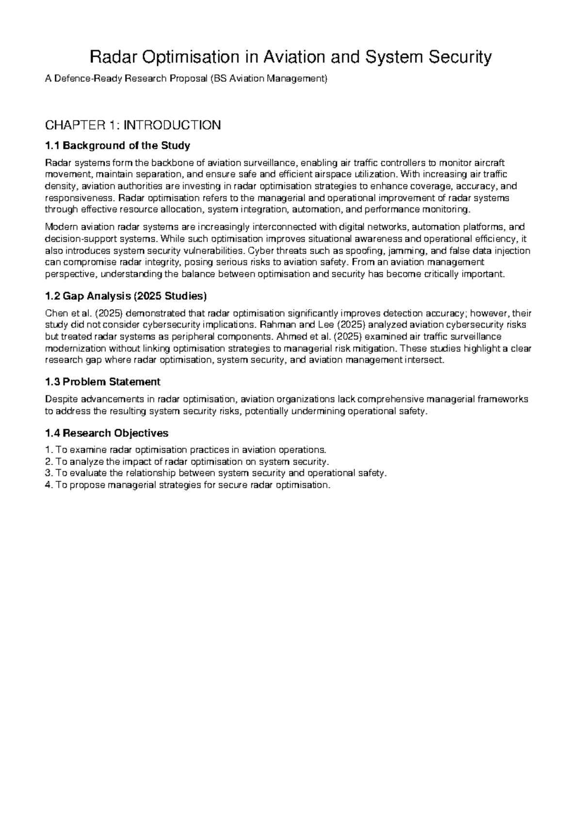 Radar Optimisation & System Security in Aviation (BS Aviation ...