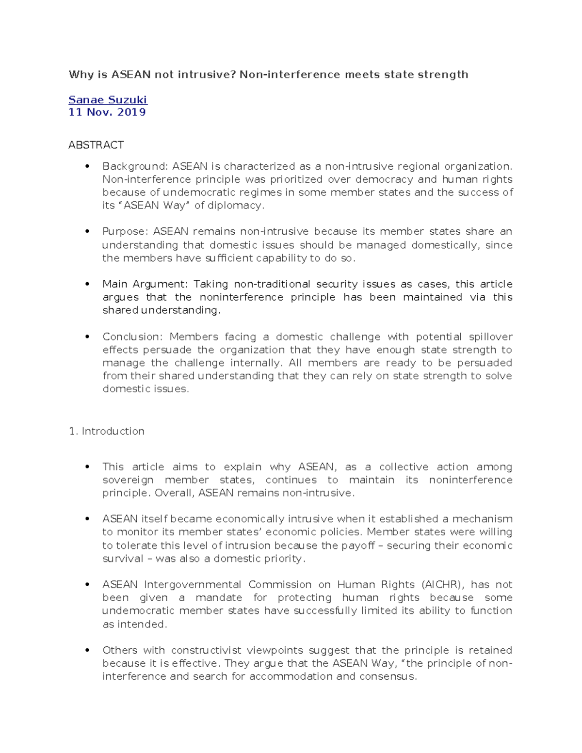 Why is Asean not intrusive - Why is ASEAN not intrusive? Non ...