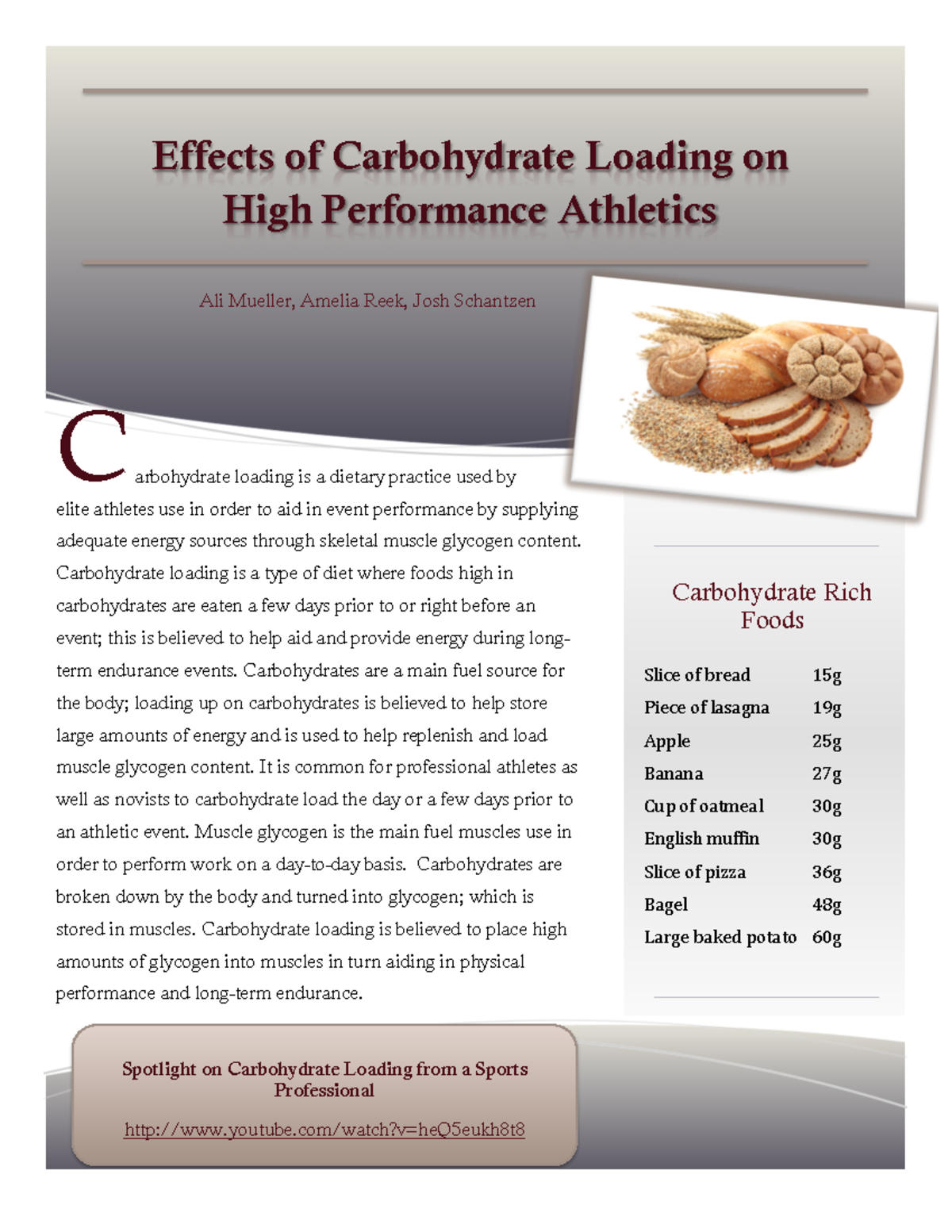 Carbohydrates effects - C Ali Mueller, Amelia Reek, Josh Schantzen ...