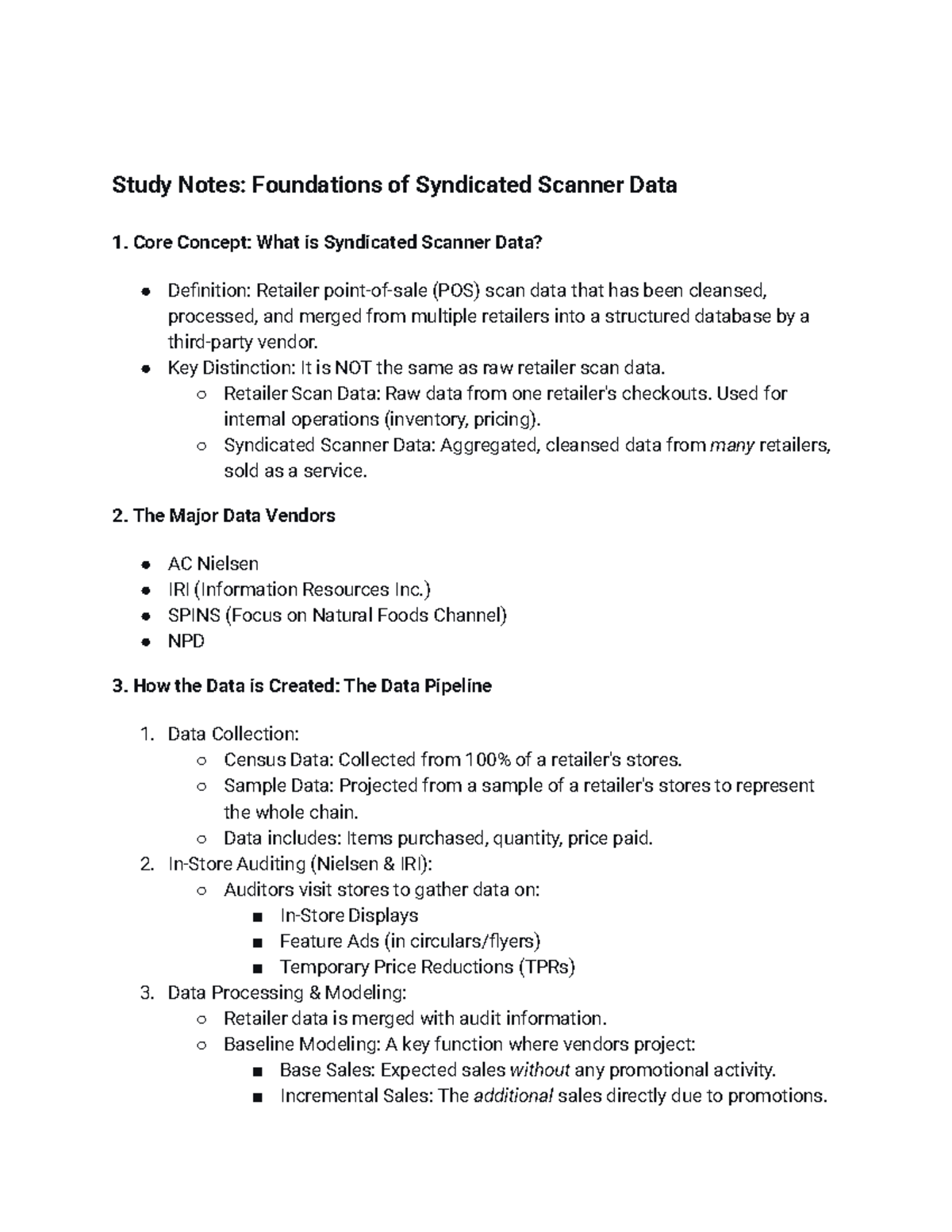 RMG806 Study Notes: Understanding Syndicated Scanner Data - Studocu