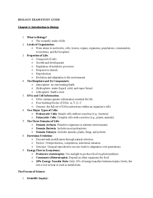 Biology 101: Exam Study Guide for Chapter 1 Insights - Studocu
