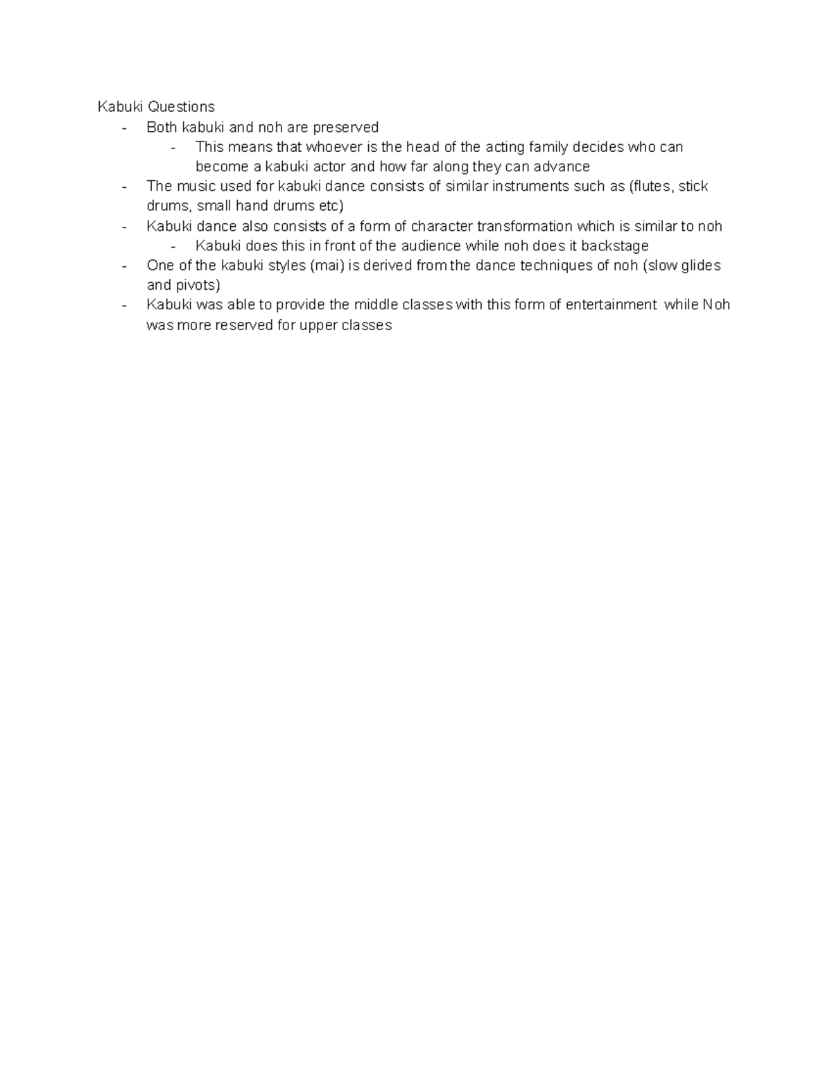 Kibuki Class Notes: Exploring Kabuki and Noh Theatrical Traditions ...